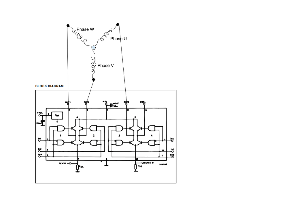 Can I Commutate A 3 phase Brushless Motor With 1x L298N Hardware Can I Commutate A 3 phase Brushless Motor With 1x L298N Hardware